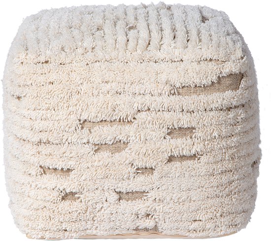 Atmooz - Rub - Poef - Beige - Wol - 50 x 50 x 45 cm - Comfortabel en ...