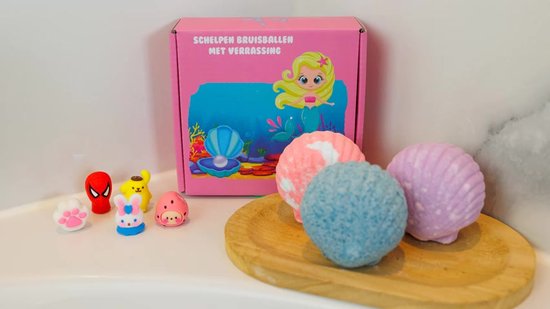 Kado kind - 4 Grote Schelpen Bruisballen met speelgoed in de Bruisbal ...