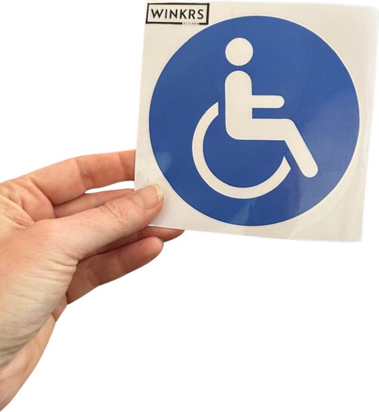 Gehandicapten sticker met rolstoel - blauw - Autosticker 12 CM - Ronde ...