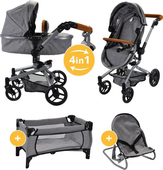 Bandits and Angels Modern Angel 4-in-1 Retro Grijs Poppenwagen vanaf 3 ...
