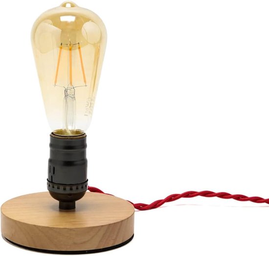 Tafellamp - Industrieel Design - Hout en Metaal - Decoratief - Edison ...