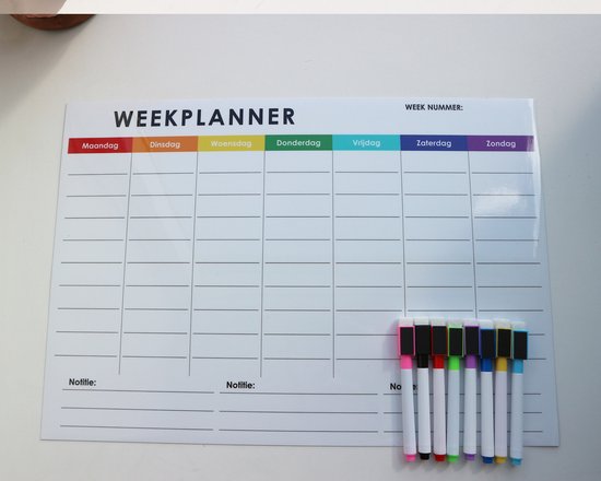 Weekplanner - Whiteboard Magnetisch - 43x30cm - inclusief whiteboard ...