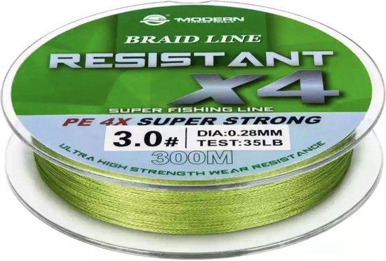 RESISTANT X4 - Gevlochten vislijn / visdraad - 300 Meter - [0,14mm / 6,8kg] - GROEN | bol