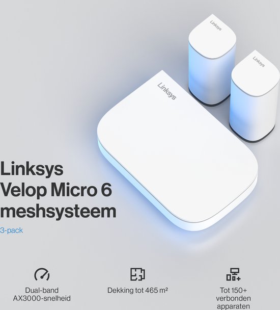 Linksys Velop Micro Mesh 6 WiFi - Router - Dual-band - 3000 Mbps - 3 ...