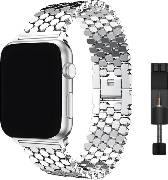 Innerlight® Hexagon+ - Zilver - 38/40/41mm - Metalen bandje geschikt voor Apple Watch... | bol