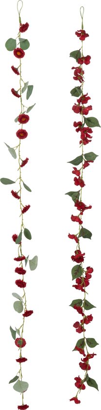 J-Line Slinger Bloemen + Blaadjes - kunststof - rood/groen - 2 stuks | bol