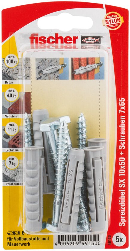 Fischer S x Plug/Schroef S x 10 x 50Sk (5) | bol