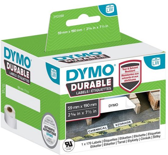 DYMO originele Duurzame LabelWriter labels | 59 mm x 190 mm | Witte ...