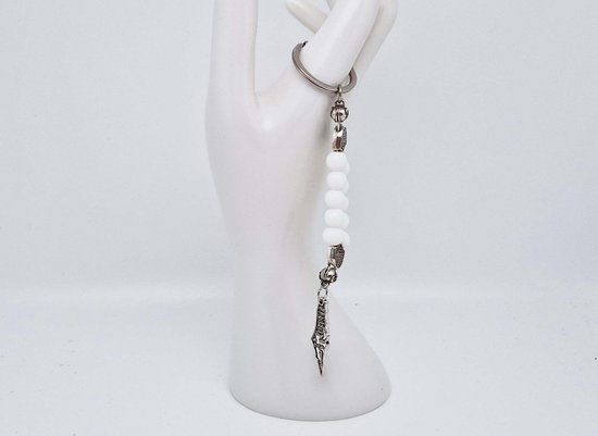 Sleutelhanger Natuursteen “ Witte agaat” - Sleutelhanger met hanger ...