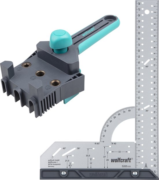 wolfcraft - Deuvelmal SET - Boormal inclusief winkelhaak - 8655000 | bol