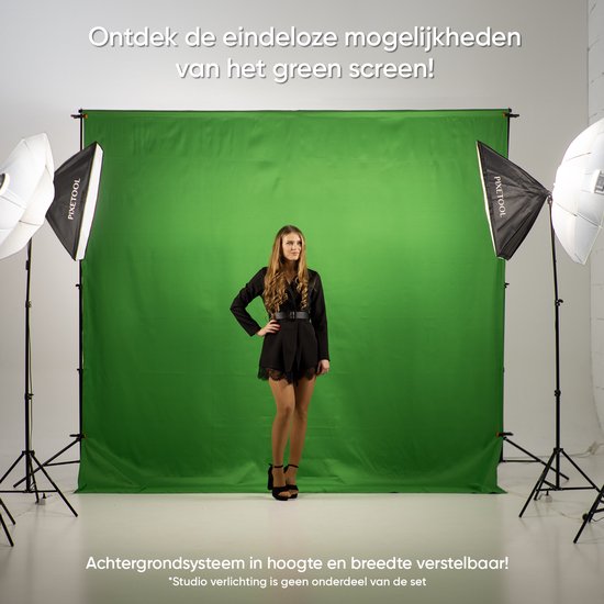 Pixetool - Green Screen Doek 300 x 300cm met achtergrondsysteem 260 x ...