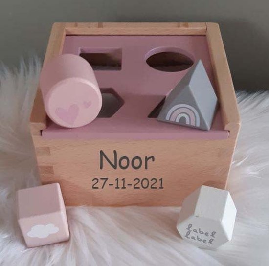 Houten Vormen Sorteerdoos Roze – Educatief Speelgoed – Met Naam | bol