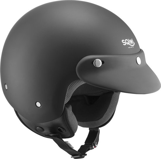 SQIWI Touring Matt Zwart Helm - XXL - Pothelm & Retro Helm voor Scooter ...