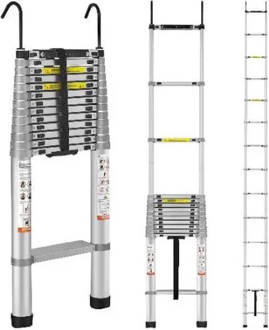 Telescopische Ladder - 5,20M - Aluminium - Ladder - Uitklapbare Trap ...