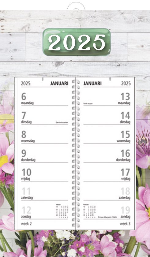 MGPcards - Omlegweekkalender 2025 - Week begint op maandag - 21 x 34 cm ...