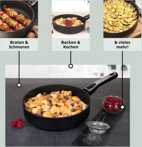 Cerafit Plasma koekenpan met hoge rand, 26 cm + glazen deksel ...