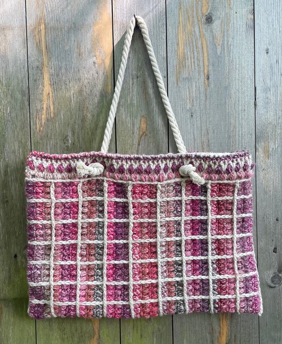 HAAKPAKKET TAS PINK PUFF BLOK MC 76 - VERLOOPGAREN-CANVAS BINNENTAS. | bol