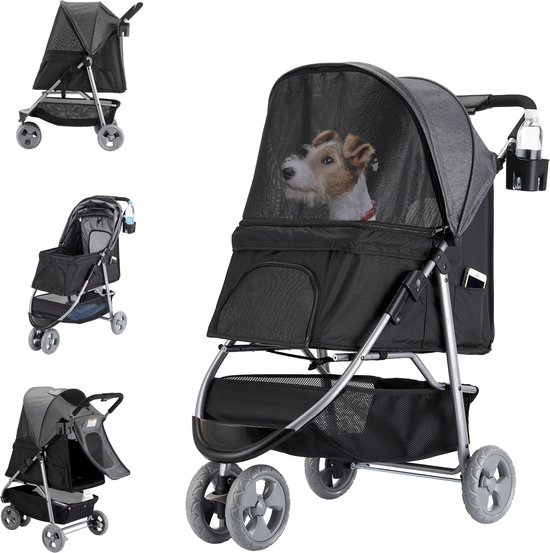 HiPet® Inklapbare Hondenbuggy Cool tot 15 kg Met Grote Boodschappenmand – Drinkbeker &... | bol