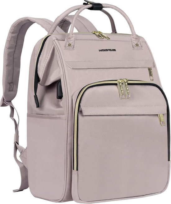 Rugzak voor dames met 15,6 inch laptopvak, waterdicht - roze, voor werk ...