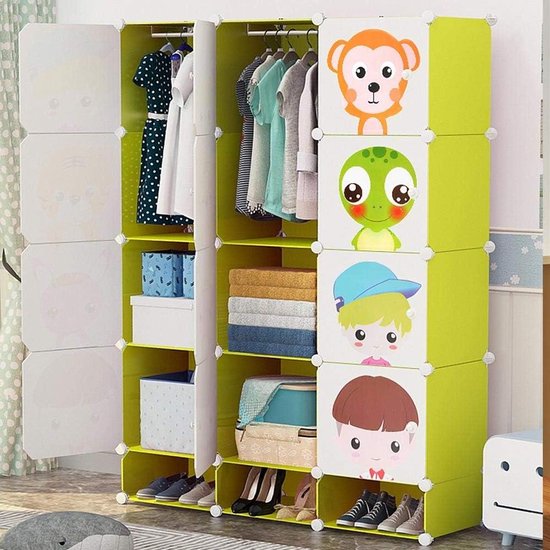 Modulaire kledingkast voor kinderkamer met 15 kubussen en 2 deuren ...