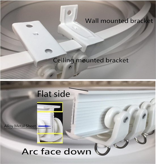 Buigzame Plafond Gordijnrail - Plafond en Wand Houders - 3m voor ...