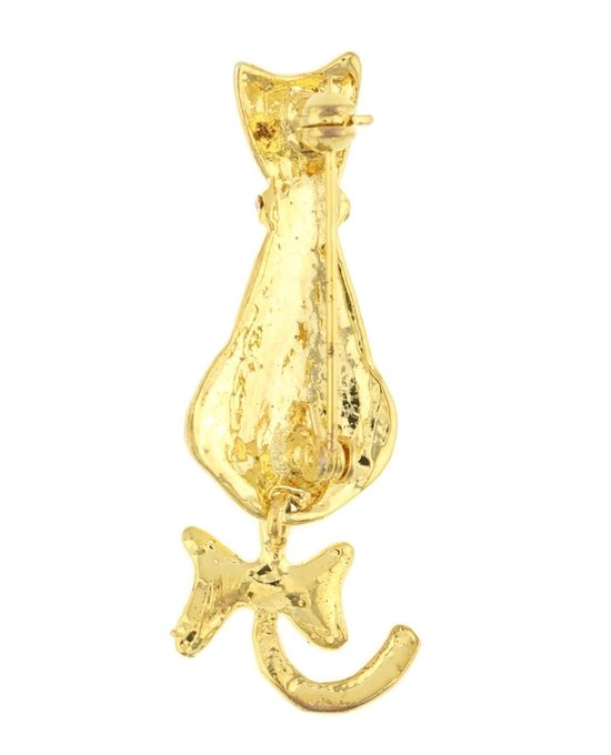 Behave® Broche poes kat met strikje goud kleur 5 cm | bol.com