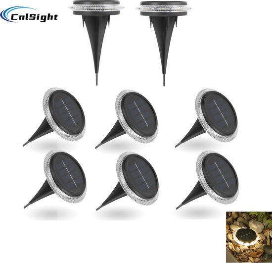 Solar Grondspots (8stuks) - Warm wit-RVS Grond Spots op Zonne-energie ...