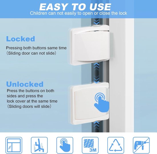 Glazen Schuifdeur Kinderslot, 2 stuks baby-kinderslot voor schuifdeuren ...