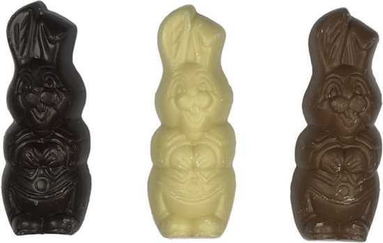 Paas chocolade hazen - 400 gram - Melk, puur en wit - Paashaas ...
