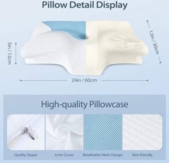 Cervicale kussen Memory Foam Kussens - Contour Memory Foam Kussen, Orthopedisch Nek... | bol