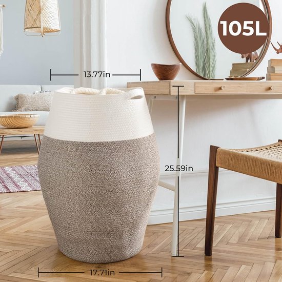 wasmand grote opbergmand van gevlochten katoenen touw voor vuile kleren ...