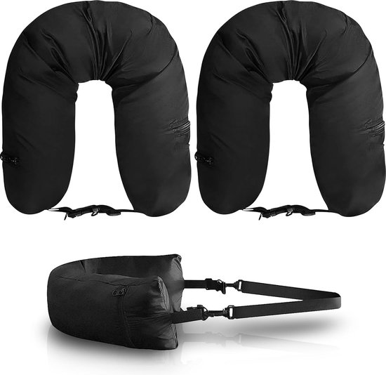 Nekkussen voor reizen, 2 stuks waterdicht nekkussen met opvulbare ...