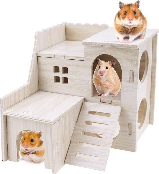 Dwarf Hamster Accessories House Rodent House Guinea Pigs Wooden Hamster ...