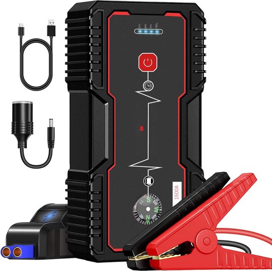 Krachtige Jumpstarter voor Auto – Startkabels 18000mAh – Acculader Auto ...