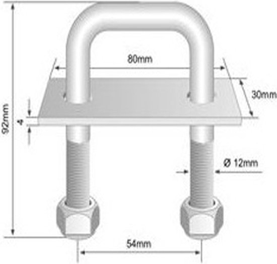 U-beugel met stropplaat - M12 - 90mm | bol