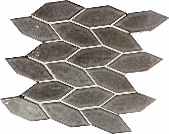 Porselein steenstrip mozaïektegel - Grey leaves-Leno-Deco | bol