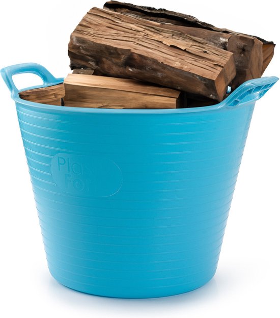 Haardblokken/houtblokken flexibele emmer/kuip - blauw - 42 liter -38 x ...