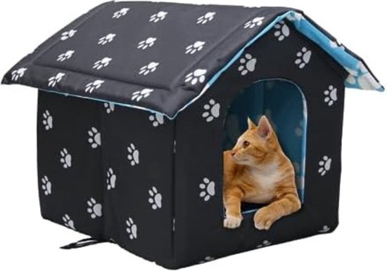 Kattenhuis Voor Buiten - Kattenhuis Buiten - Kattenhok - Zwart | bol