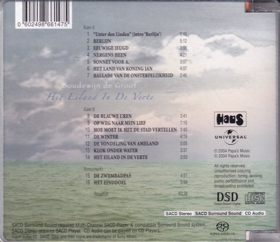 Super-Audio-CD Het eiland in de verte - Boudewijn de Groot, Boudewijn de Groot | Muziek | bol