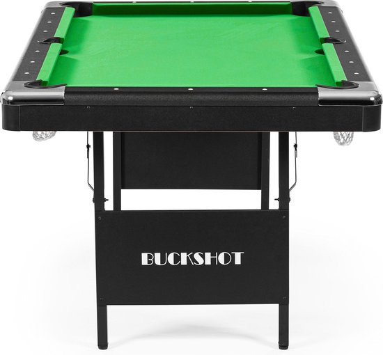 BuckShot Pooltafel Atlanta 6ft - Inklapbare poten - Groen | bol