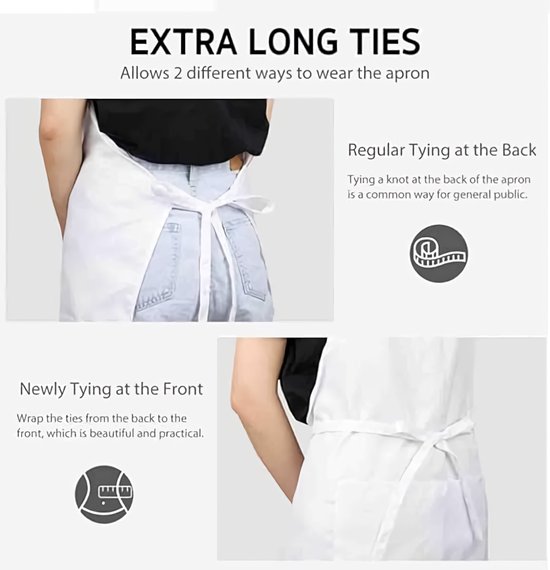 2 stuks uniseks verstelbare slabbetschort met 2 zakken, dikke ...