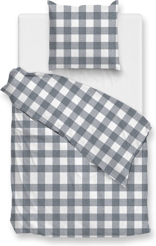 Luxe katoen dekbedovertrek Robert blauw - eenpersoons (140x200/220 ...