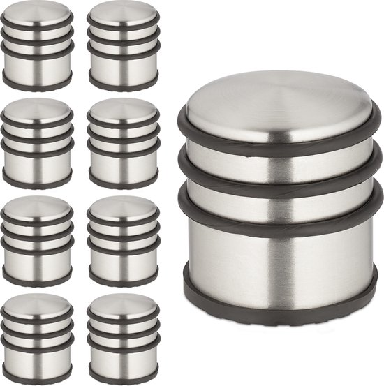 Relaxdays 9x deurstopper rvs - 7,5 x 7 cm - zonder boren - hoge ...