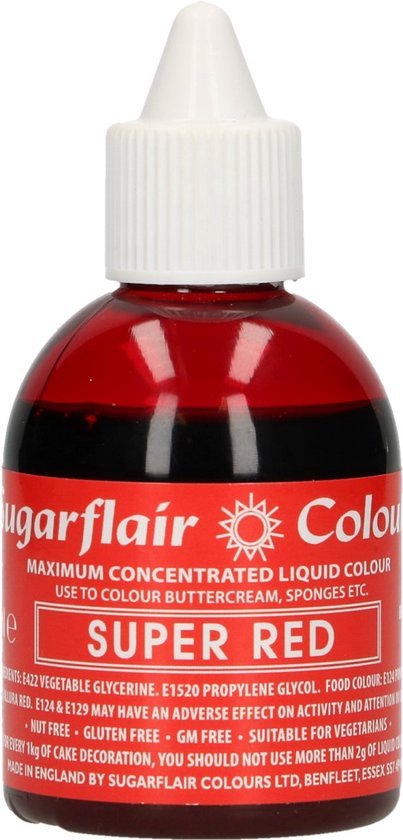 Sugarflair Max Concentrated Voedingskleurstof - Vloeibaar - Super Rood ...