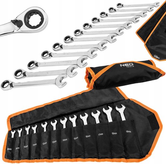 Neo tools Ratel- en Combinatiesleutel set van 12 stuks | bol