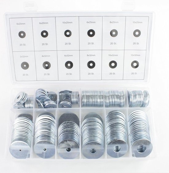 240 dlg sluitringen set verzinkt M2 M4 M6 M8 M10 M12 moerringen ...