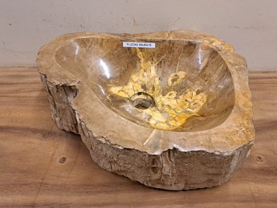 Waskom van versteend hout - 49x45x15cm - FL22342 | bol