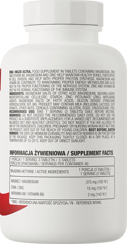 OstroVit MGZB ULTRA 120 Tabletten - Vitaminen en Mineralen - Magnesium ...
