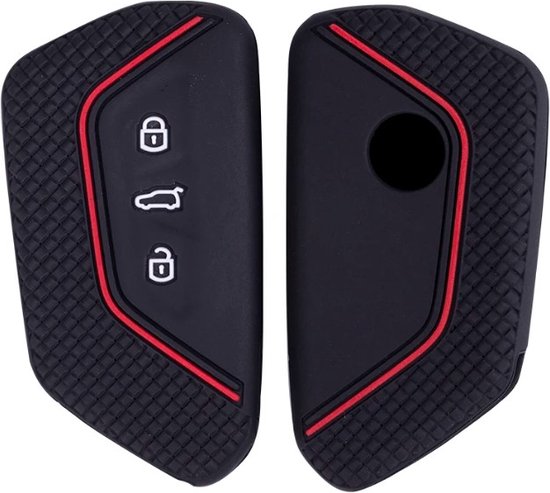 Siliconen Remote Cover Key Case key cover Zwart/Rood voor Volkswagen ...