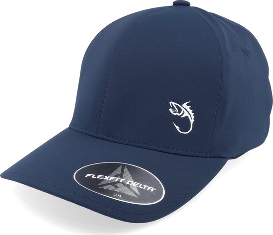 Hatstore- White Fish Hook Logo Delta Fit Navy Flexfit - Skillfish Cap | bol